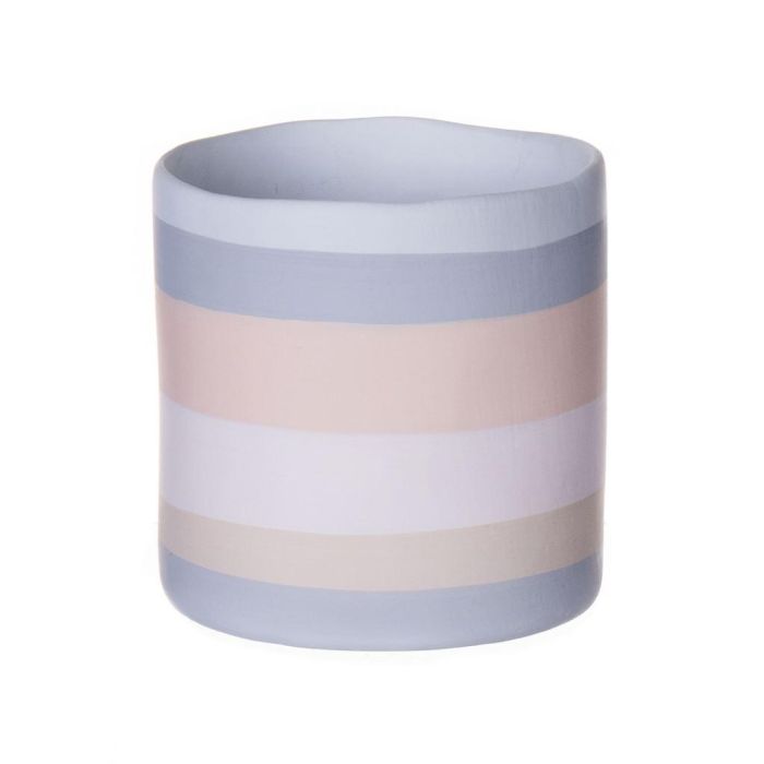 Blumentopf ALIOSCHA mit Muster, Keramik, rosa-creme-blau, 11,5cm, Ø11cm