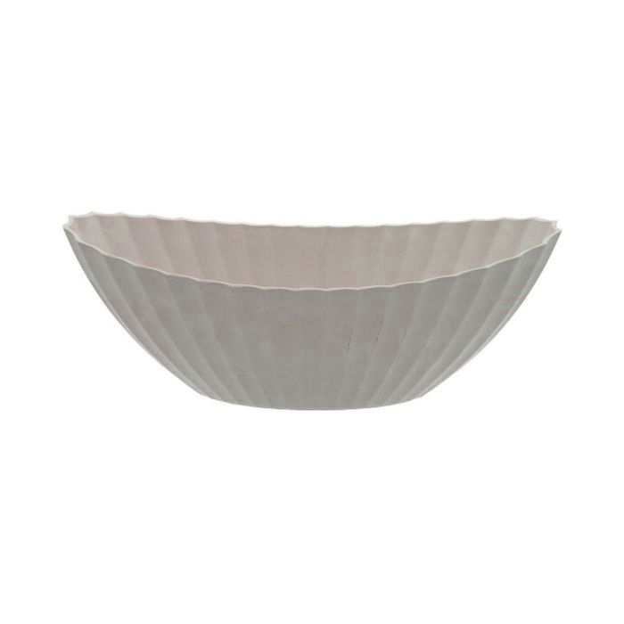 Ovale Deko Schale KENNYA mit Rillen, Kunststoff, braun, 36x16x14cm