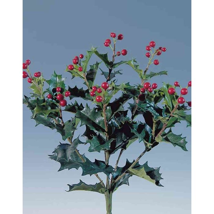 Künstlicher Ilex Busch GERRET mit Beeren, Steckstab, grün, 45cm