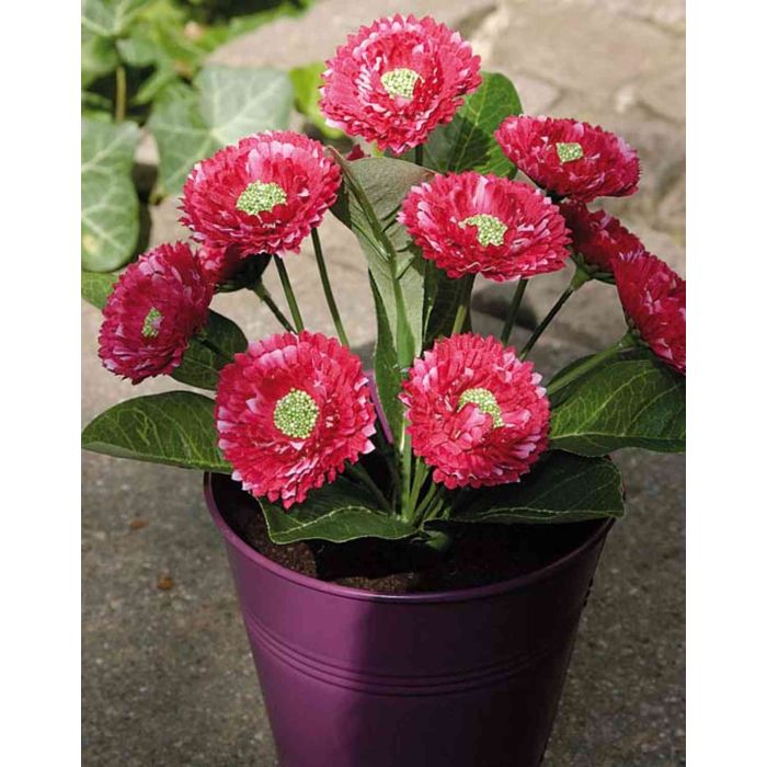 Künstliche Bellis PHILINE im Metalltopf, pink, 20cm