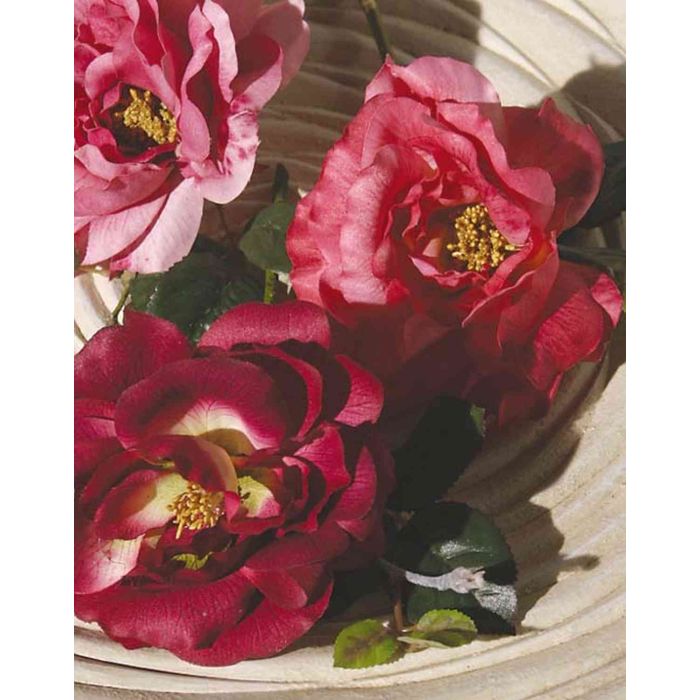 Kunstblume Wildrose OCTAVIA, pink-gelb, 20cm, Ø12cm