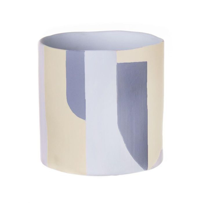 Blumentopf ALIOSCHA mit Muster, Keramik, blau-gelb, 11,5cm, Ø11cm