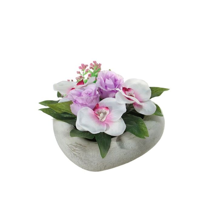 Kunstblumen Gesteck Phalaenopsis Orchidee, Rose DEON, Dekotopf, lila ...
