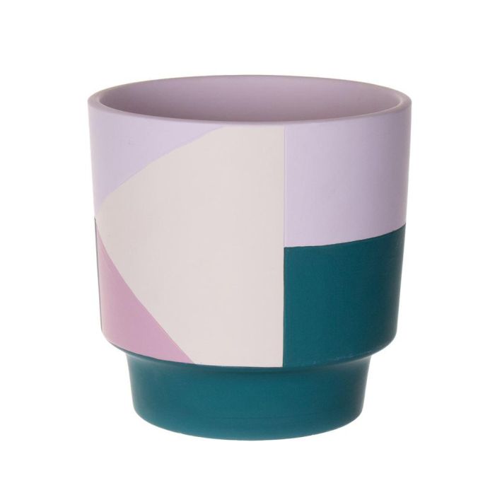 Blumentopf ALIOSCHA mit Muster, Keramik, rosa-creme-petrol, 14,5cm, Ø13,5cm