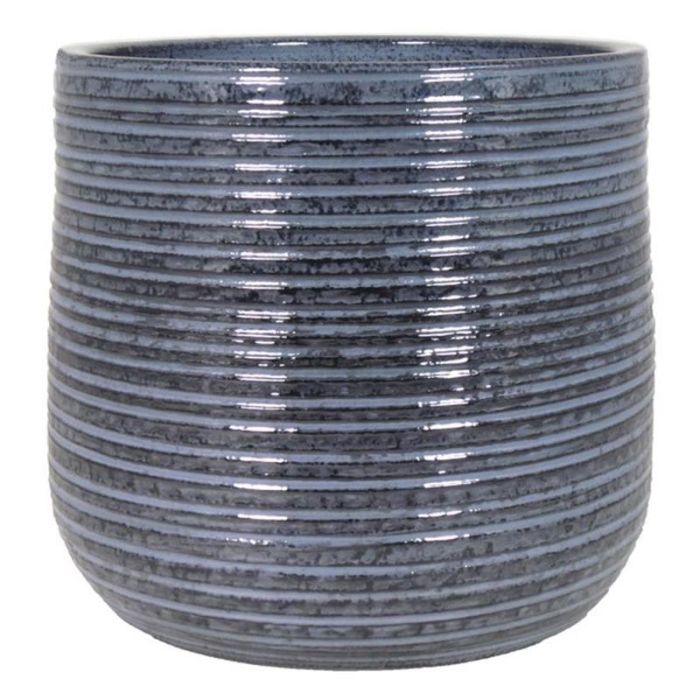 Pflanztopf MAWEZI, Keramik, mit Muster, dunkelgrau, 21cm, Ø23cm