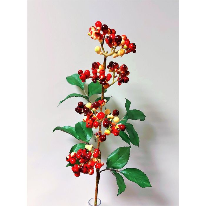 Unechter Zweig Holunderbeeren CHATANGA mit Früchten, rot-creme, 60cm