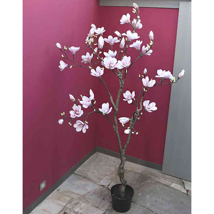 Kunst Magnolienbaum RALPH, Kunststamm, weiß-rosa, 180cm